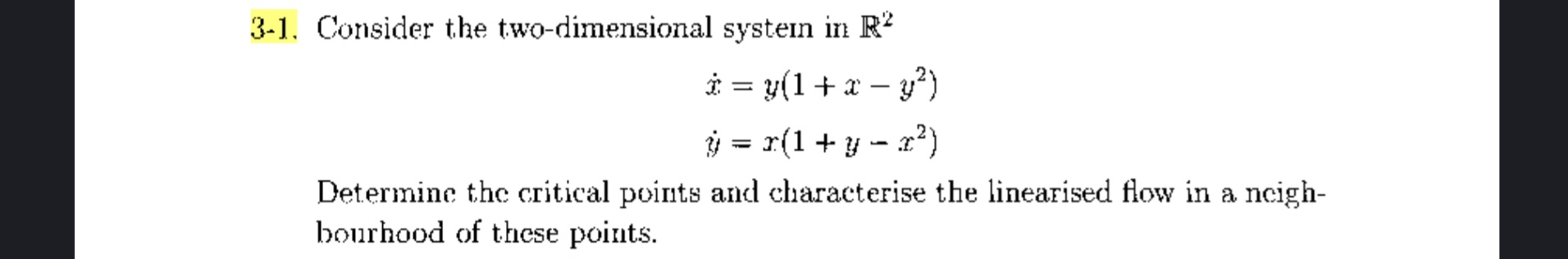 Solved 3-1. ﻿Consider the two-dimensional system | Chegg.com