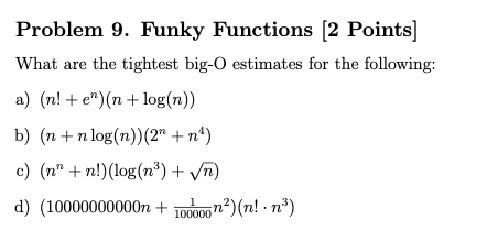 Solved Problem 9. Funky Functions [2 Points] What are the | Chegg.com