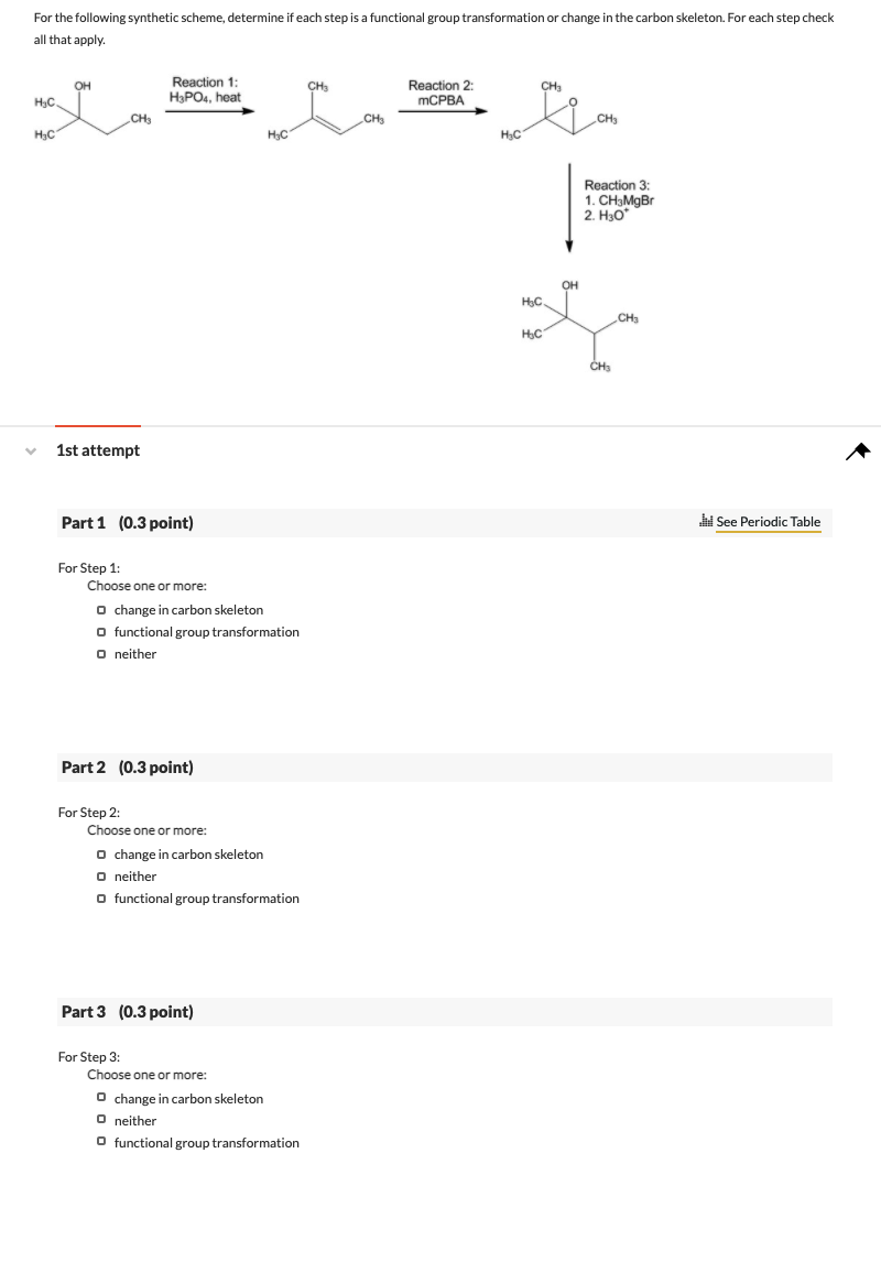 Solved For the following synthetic scheme, determine if each | Chegg.com