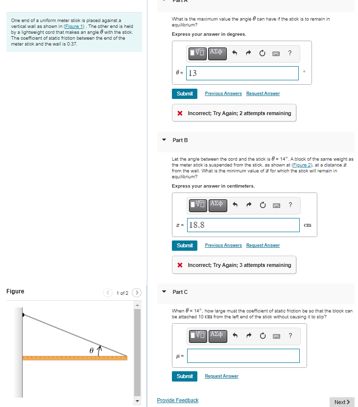 Solved One end of a uniform meter stick is placed against a | Chegg.com Solved One end of a uniform meter stick is placed against a | Chegg.com