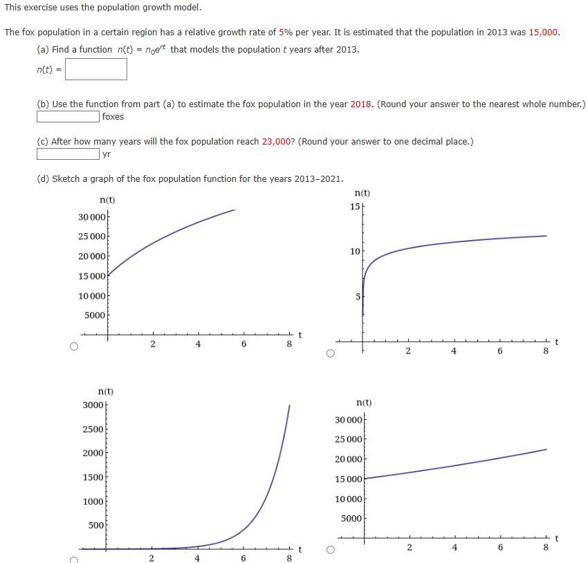 Solved This exercise uses the population growth model. The | Chegg.com ...