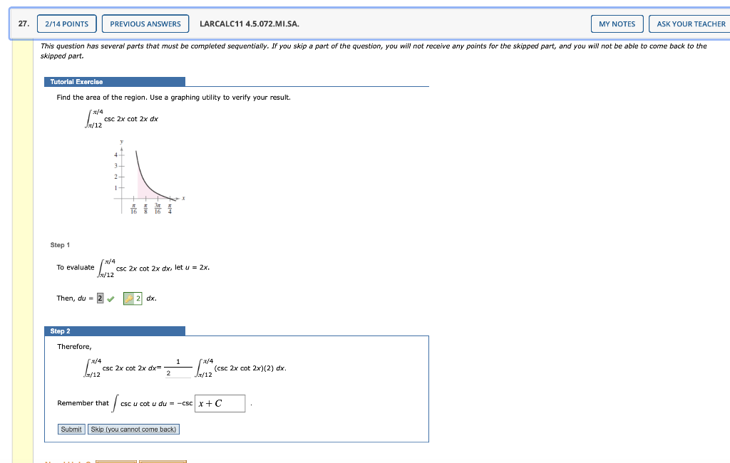 Solved 27. 2/14 POINTS PREVIOUS ANSWERS LARCALC11 | Chegg.com