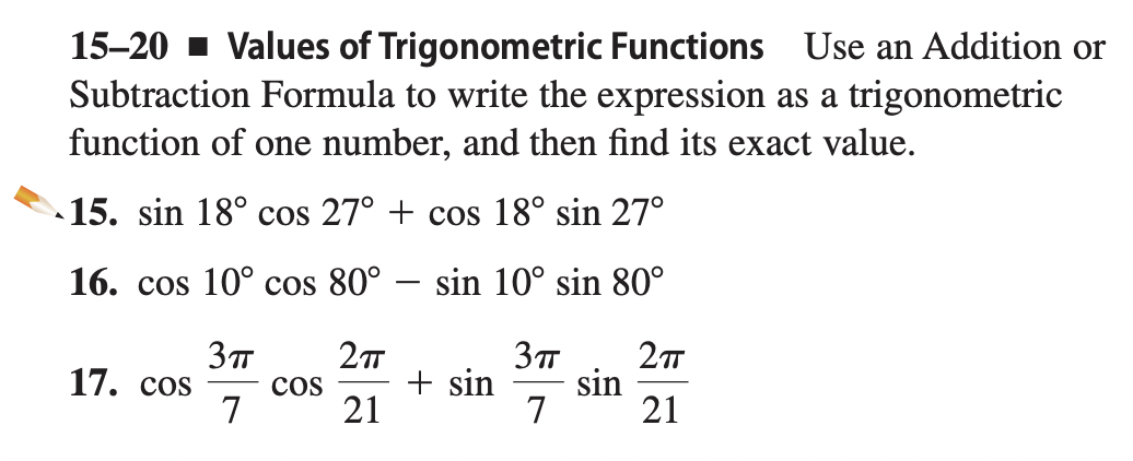 Solved 15-20 Values of Trigonometric Functions Use an | Chegg.com