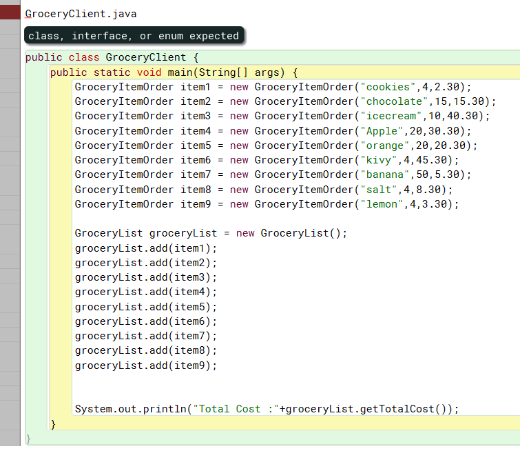 Solved Write A Class Named Grocerylist That Represents A