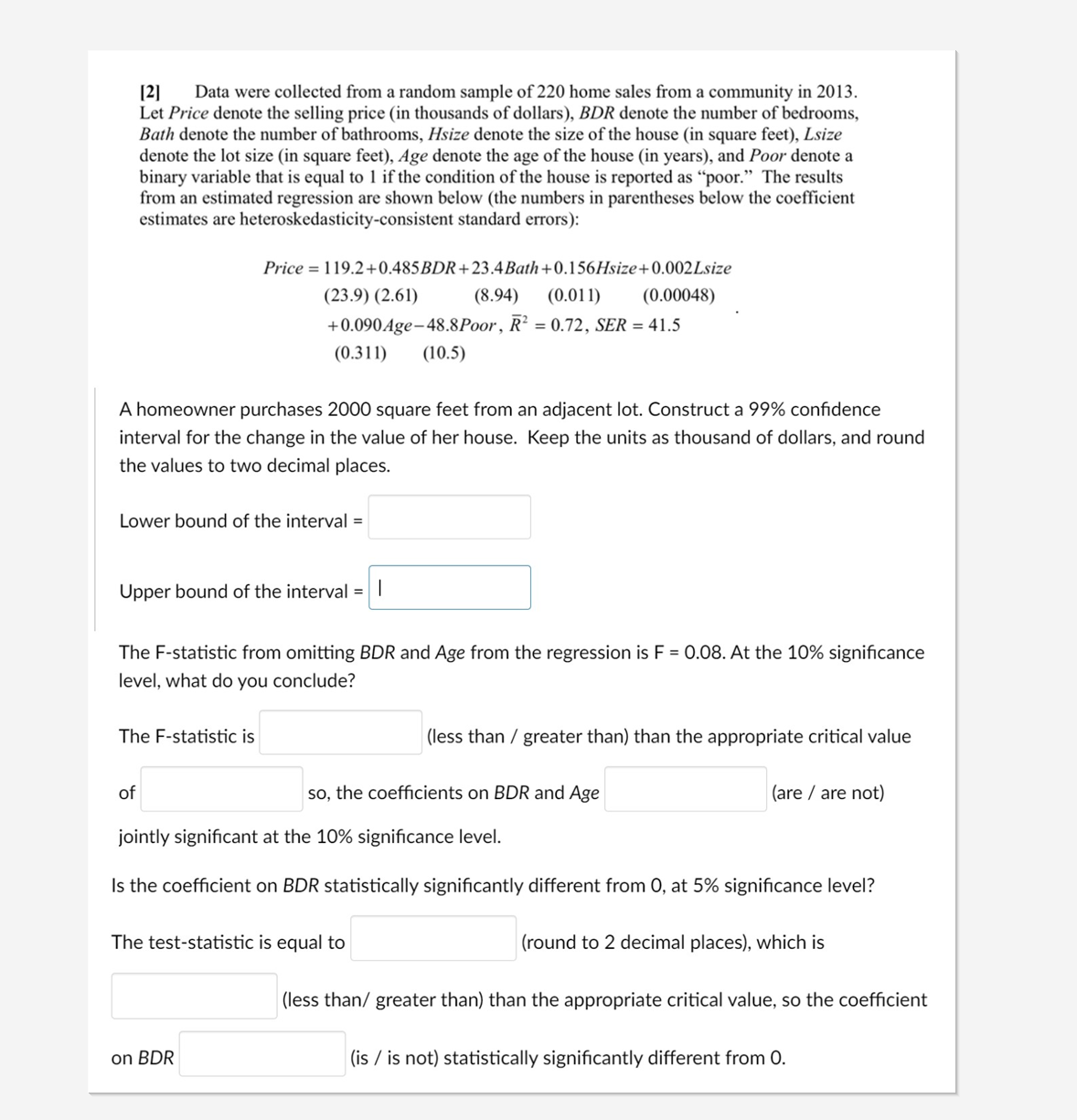 Solved [2] Data were collected from a random sample of 220 | Chegg.com