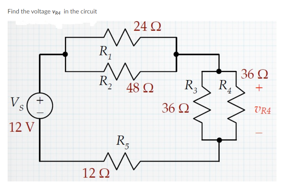 Solved Find the voltage vR4 ﻿in the circuit | Chegg.com