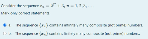 Solved Consider the sequence xn=22n+3,n=1,2,3,… Mark only | Chegg.com