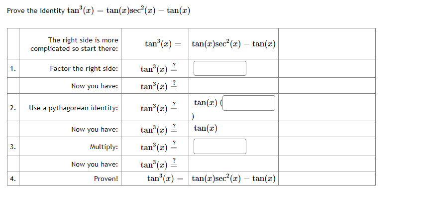 Solved Prove the identity tan(x) = tan(2)secº(x) – tan(2) = | Chegg.com