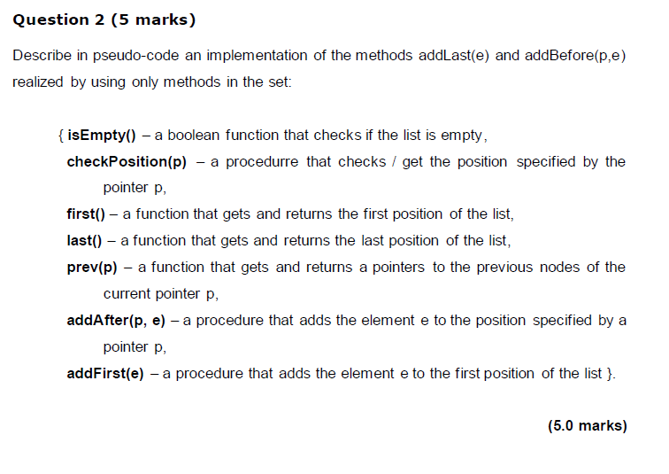 Solved scribe in pseudo-code an implementation of the | Chegg.com