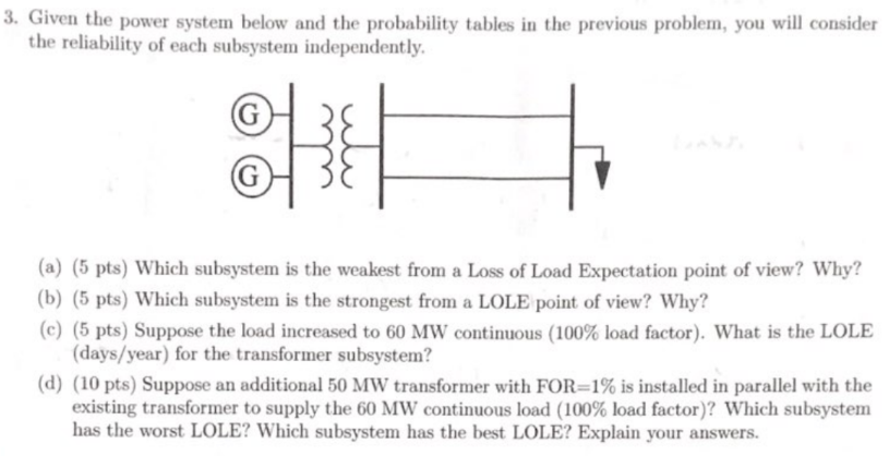 A power system consisting of three subsystems | Chegg.com