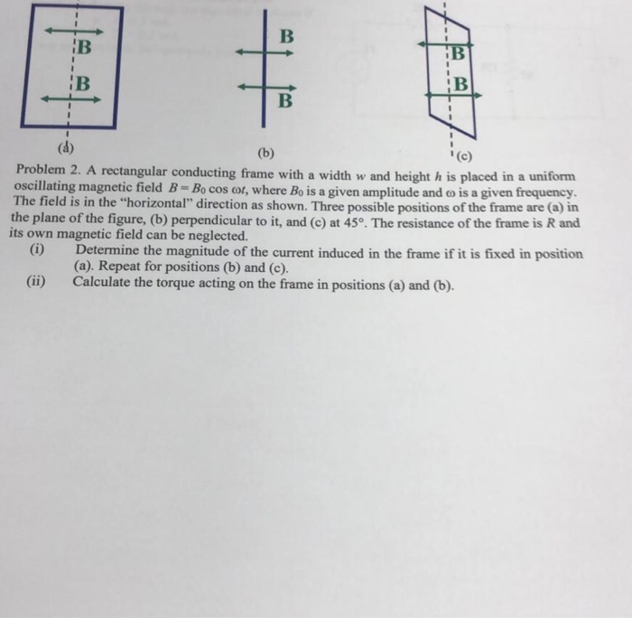 Solved Problem 2. A rectangular conducting frame with a | Chegg.com