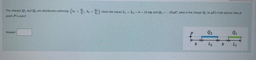 Solved The charges Q1 and Q2 are distributed uniformly. | Chegg.com