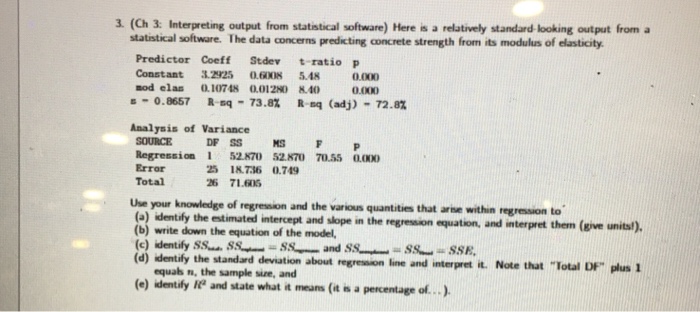 Solved 3. (Ch 3. Interpreting output from statistical | Chegg.com