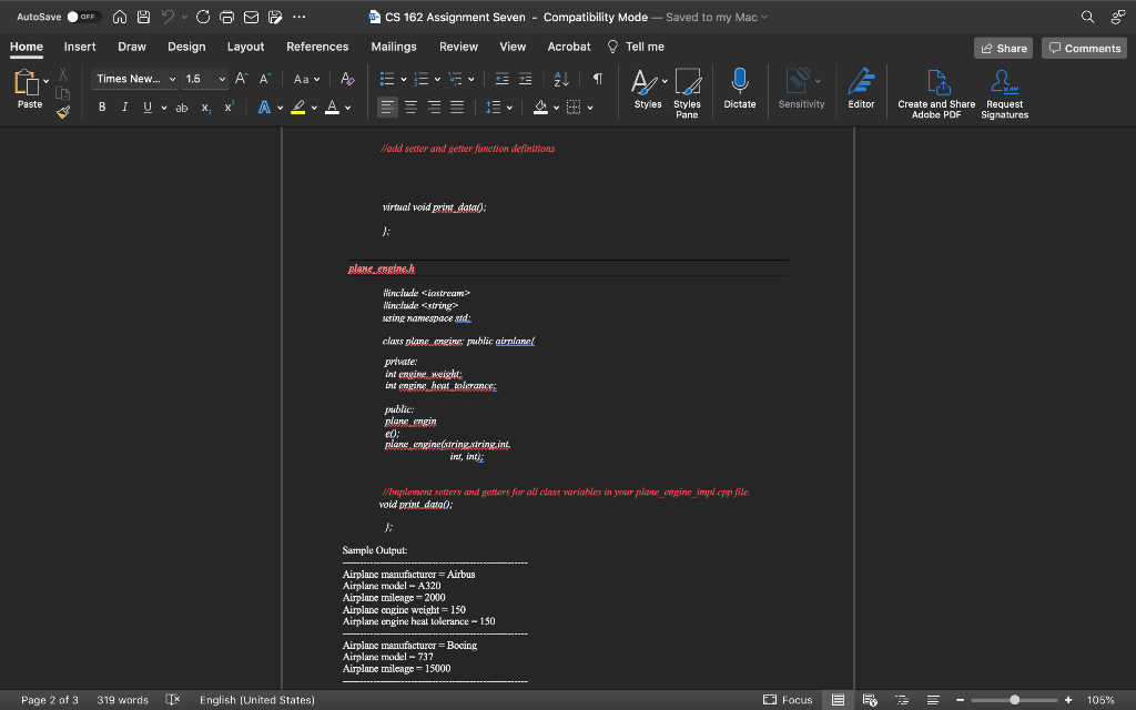 Solved AutoSave OFF evo ... CS 162 Assignment Seven - | Chegg.com