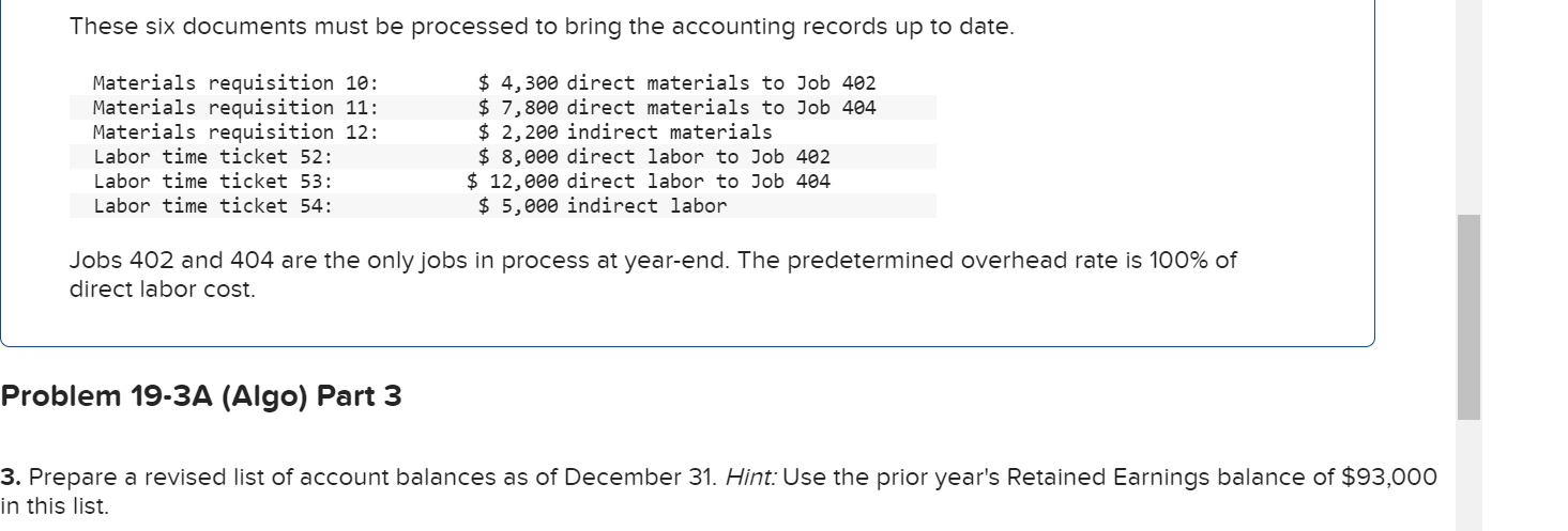 Solved Problem 19-3A (Algo) Computing and recording job | Chegg.com