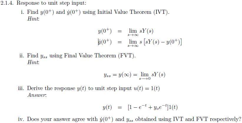 Solved 2.1. First Order Stable System Consider a first order | Chegg.com