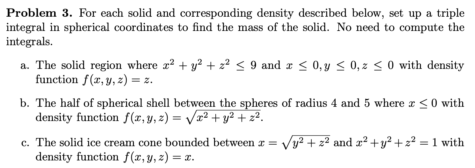 Solved Problem 3. For each solid and corresponding density | Chegg.com
