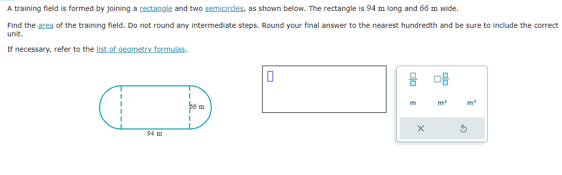Solved A training field is formed by joining a rectangle and | Chegg.com