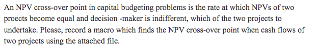 Solved An NPV cross-over point in capital budgeting problems | Chegg.com