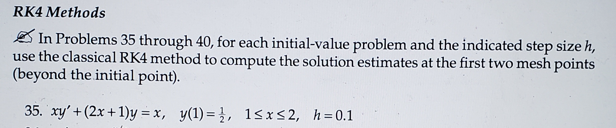 Solved RK4 Methods In Problems 35 through 40, for each | Chegg.com