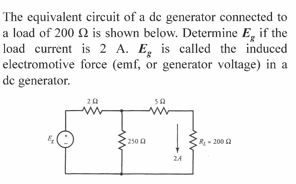 Solved The equivalent circuit of a dc generator connected to | Chegg.com