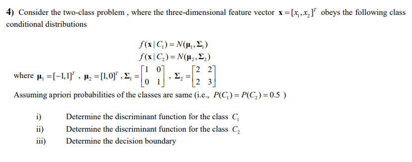 4) Consider the two-class problem , where the | Chegg.com