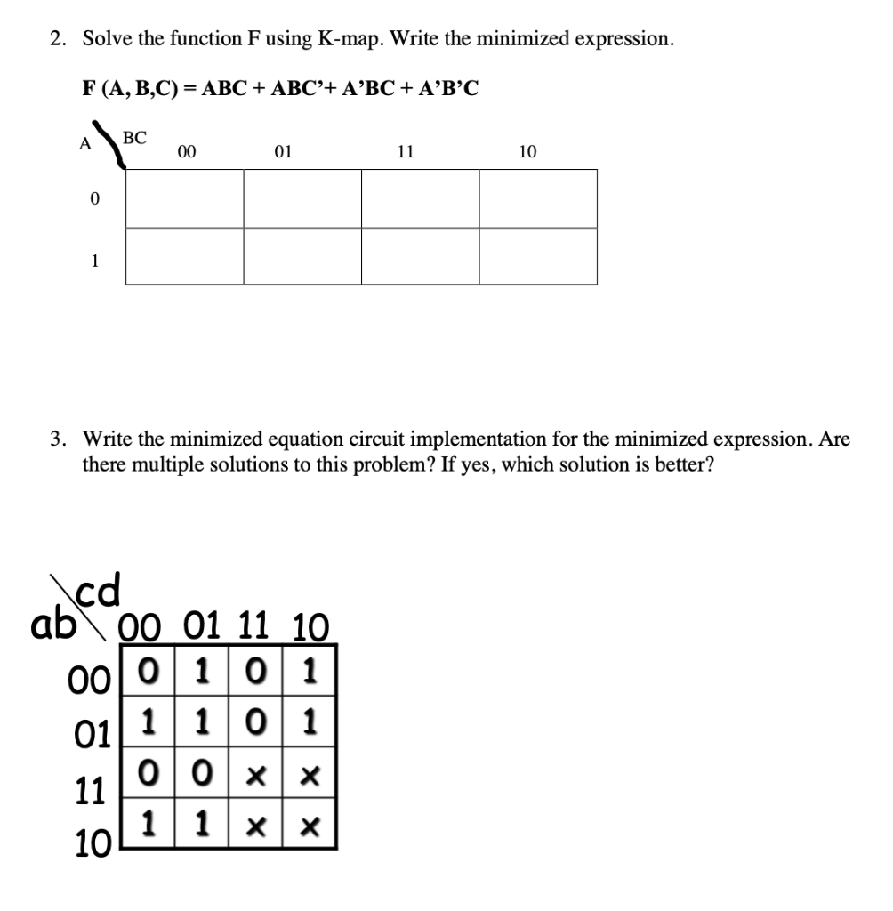 Solved Solve the function F using K-Map. Draw the simplified | Chegg.com