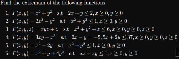 Solved Find the extremum of the following functions 1. | Chegg.com
