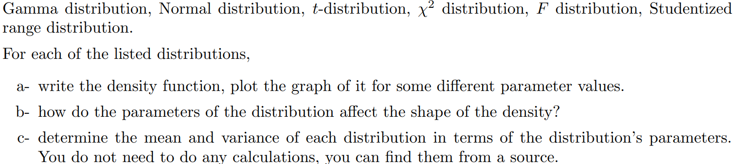 Solved Gamma distribution, Normal distribution, | Chegg.com
