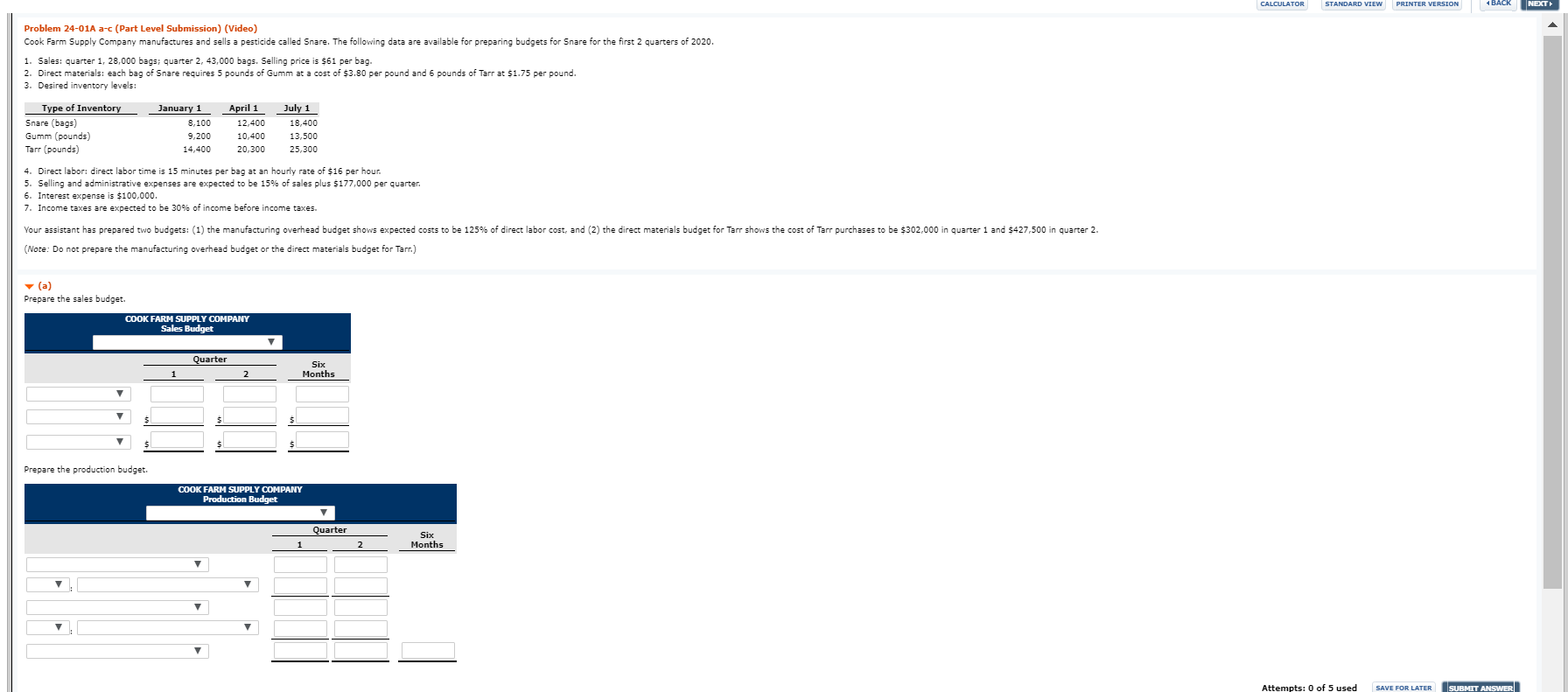 Solved CALCULATOR STANDARD VIEW PRINTER VERSION BACK NEXT | Chegg.com
