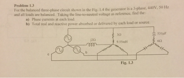Solved Problem 1.3 For the balanced three-phase circuit | Chegg.com