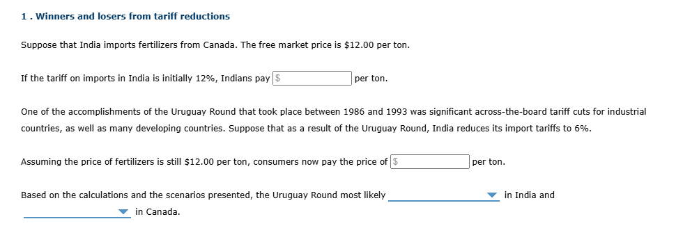 Solved Winners and losers from tariff reductionsSuppose that | Chegg.com
