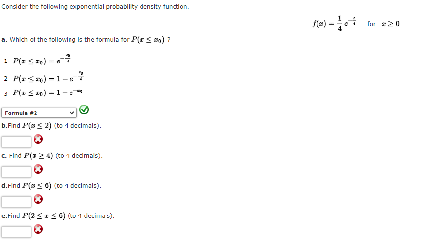 Solved Consider the following exponential probability | Chegg.com