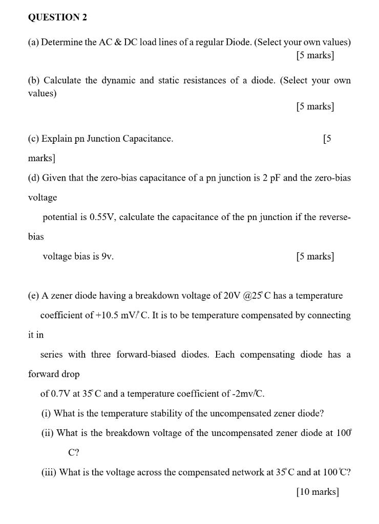 Solved QUESTION 2 (a) Determine the AC \& DC load lines of a | Chegg.com