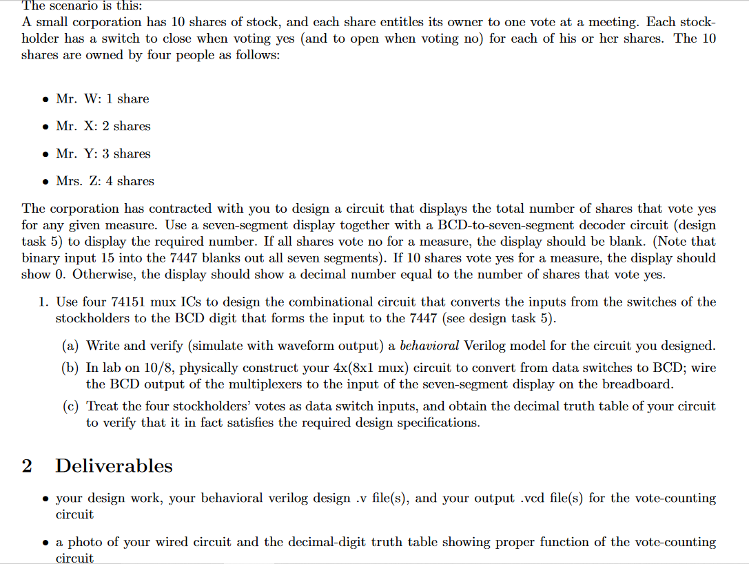 1 Multiplexer design The pin diagram and function | Chegg.com