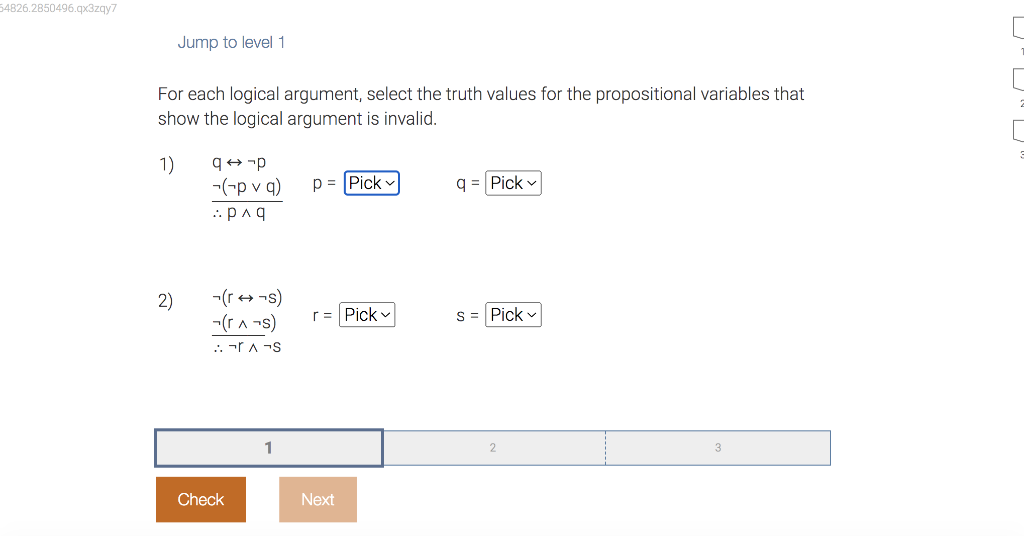 Solved For Each Logical Argument Select The Truth Values 2092