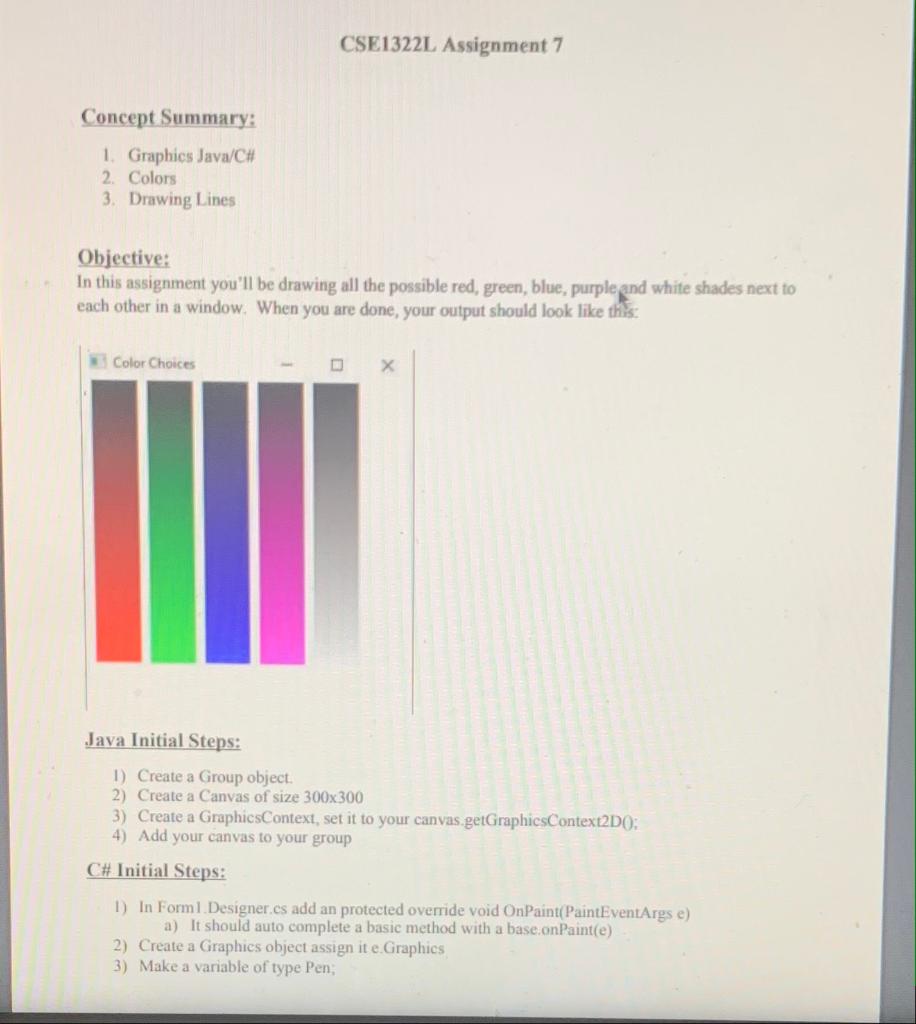 Solved Cse1322l Assignment 7 Concept Summary 1 Graphics 