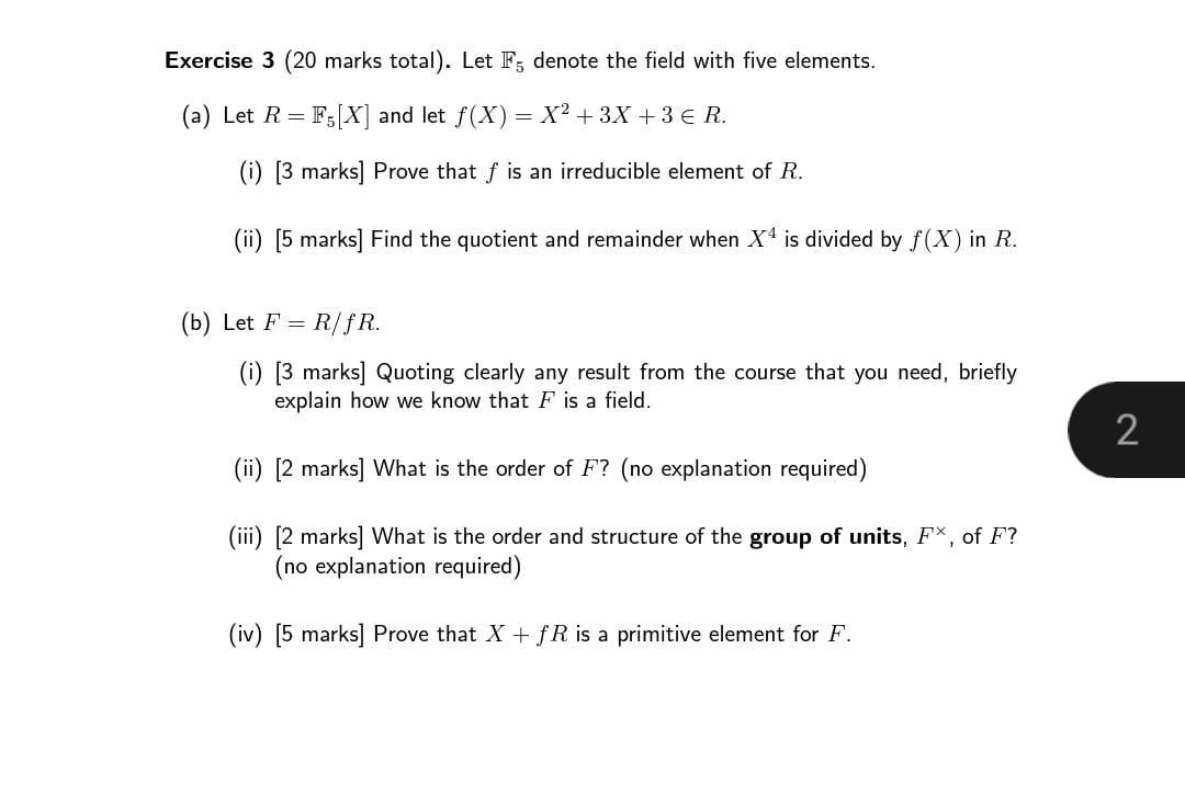 Solved Exercise 2 ( 20 marks total). Let R be a commutative | Chegg.com