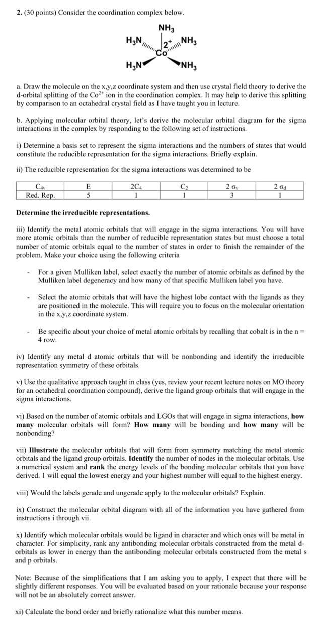 Solved Consider the coordination complex below.a. ﻿Draw the | Chegg.com
