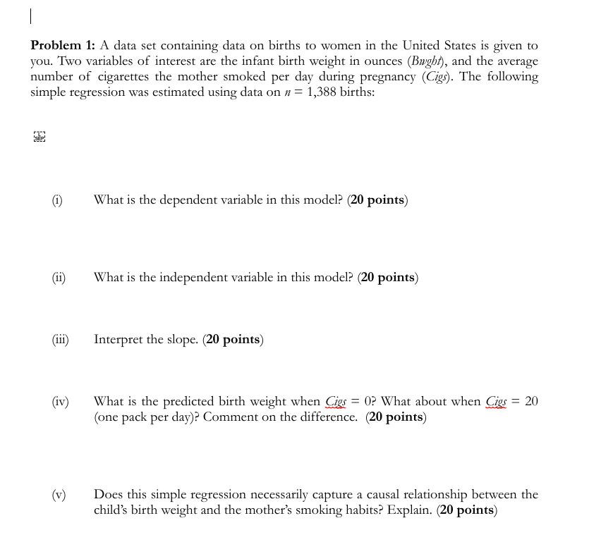 Solved Problem 1: A data set containing data on births to | Chegg.com