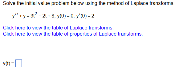 Solve the initial value problem below using the | Chegg.com