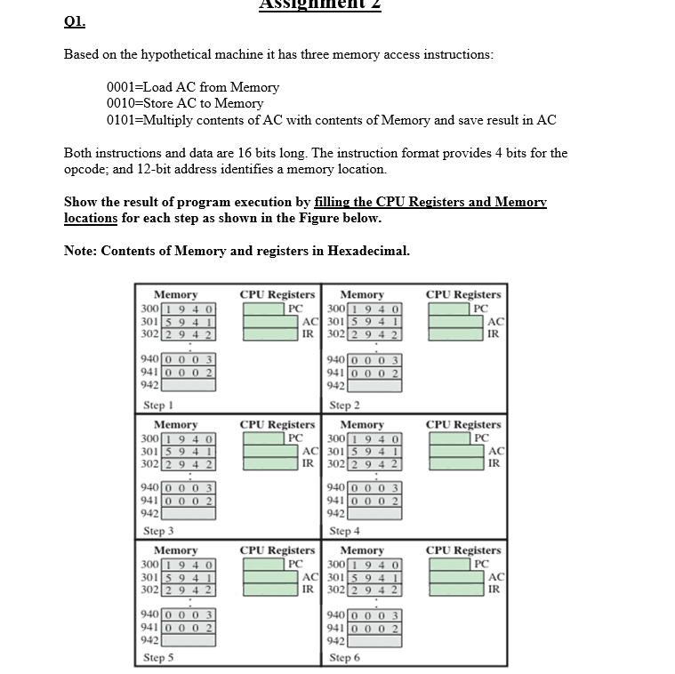 Solved 01. Based on the hypothetical machine it has three | Chegg.com