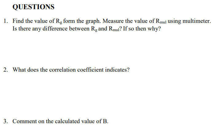 QUESTIONS 1. Find the value of R, form the graph. | Chegg.com