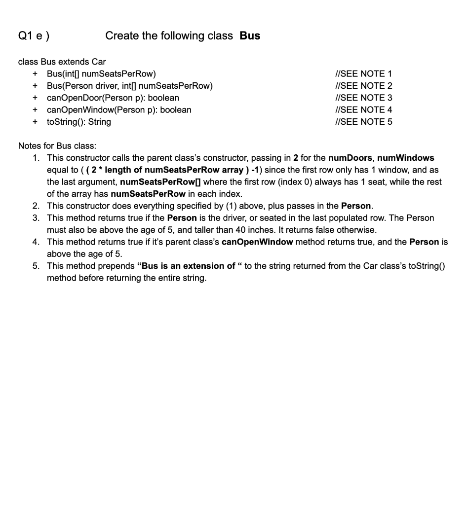 Q1 a) Create the following class Person age: int + + | Chegg.com