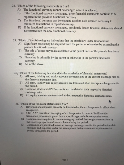 Solved 28. Which of the following statements is true? The | Chegg.com