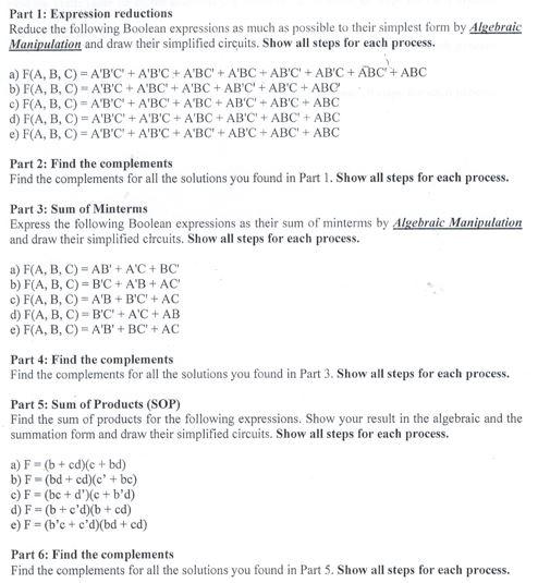 Solved Part 1: Expression reductions Reduce the following | Chegg.com