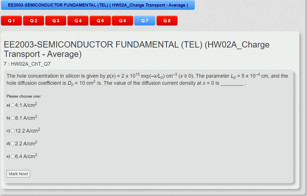 Solved EE2003-SEMICONDUCTOR FUNDAMENTAL (TEL) (HWO2A_Charge | Chegg.com