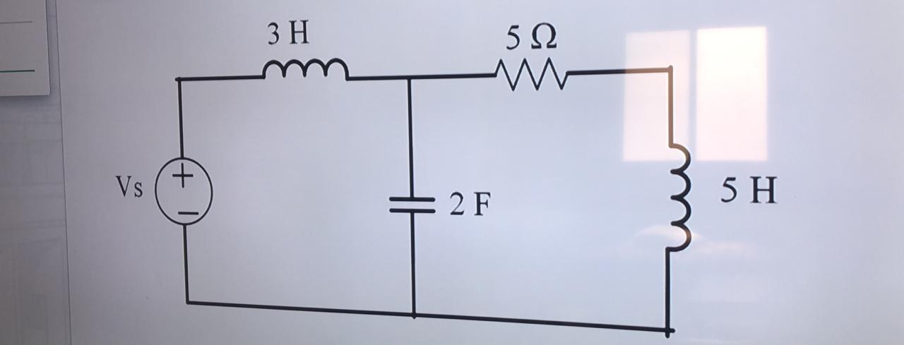 Solved 3 Η 5 Ω ΑΛΛ- Us 5 Η 2 F If the DC voltage source | Chegg.com