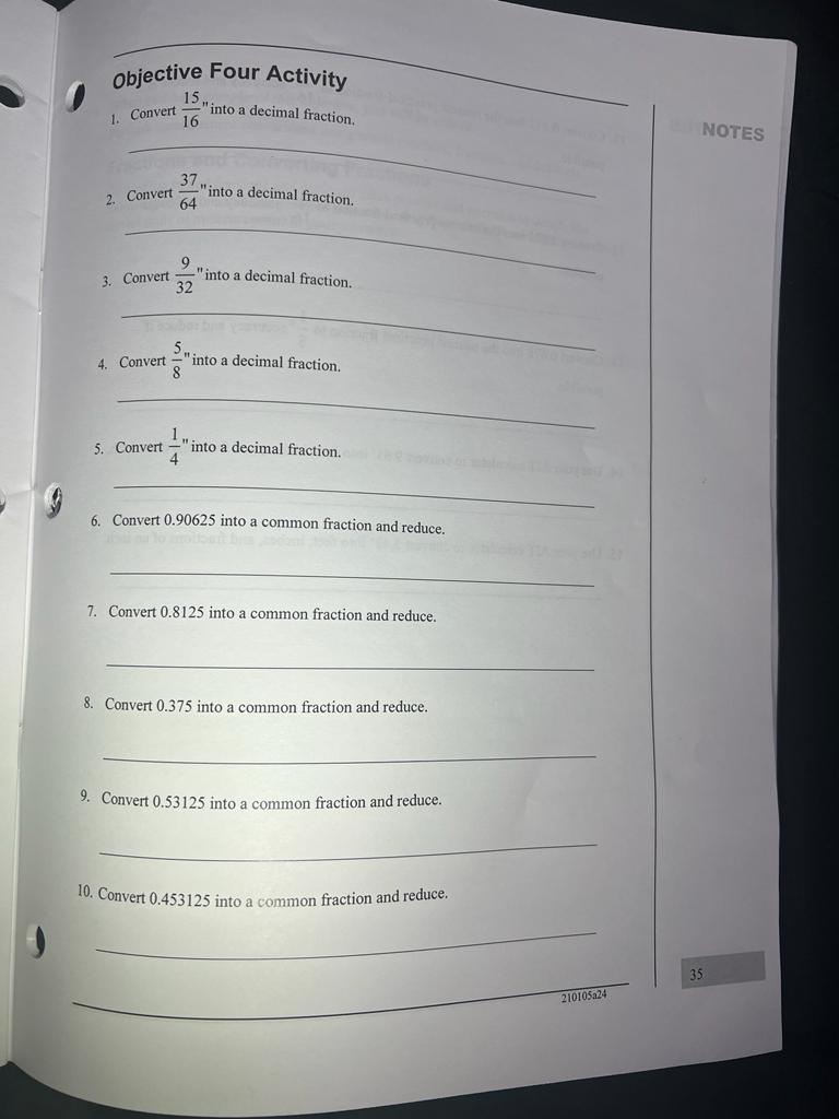 Solved Objective Four Activity 1. Convert 1615 "into a | Chegg.com