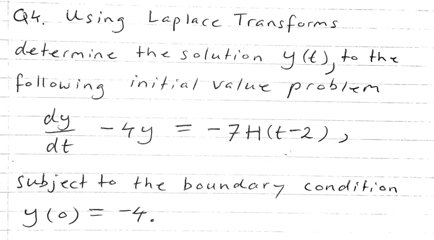 Solved Q4. Using Laplace Transforms determine the solution | Chegg.com